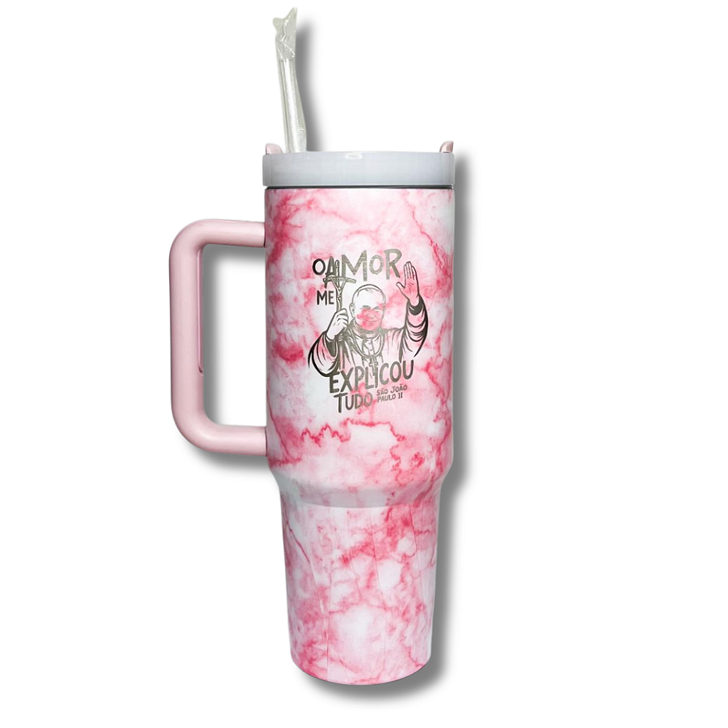 Copo Térmico Marmorizado Rosa de São João Paulo II – 1,2L – Céu na ...